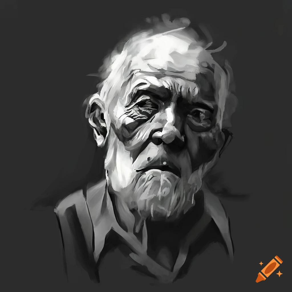 Portrait of an old man painting on Craiyon