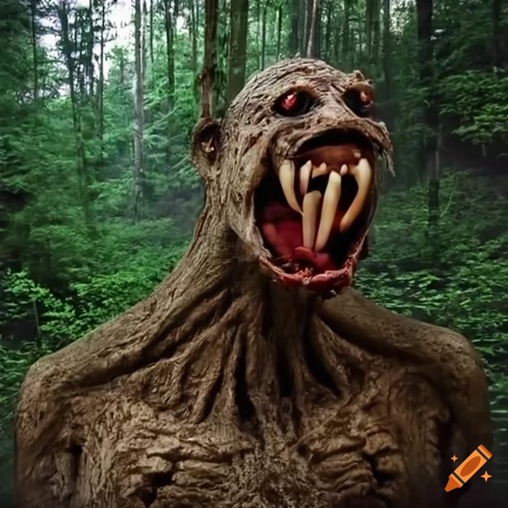 Anatomically correct tree creature with huge teeth, fangs, and human ...