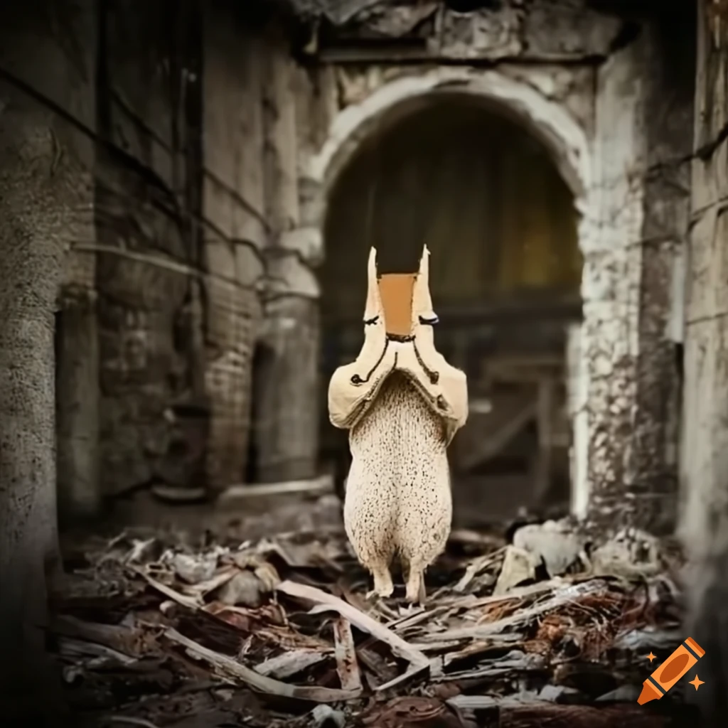 Dramatic post-apocalyptic self-portrait of a cardboard squirrel in ...