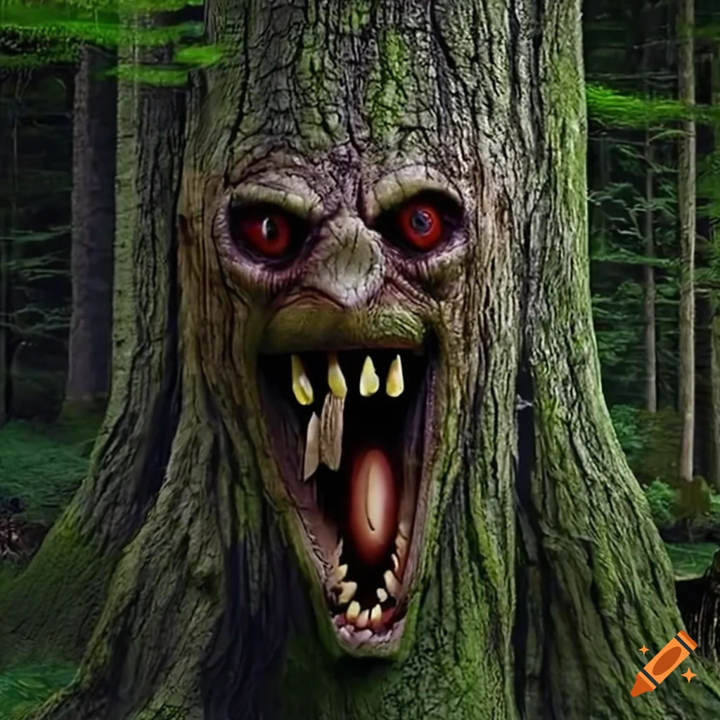 Terrifying tree monster in a dark forest on Craiyon