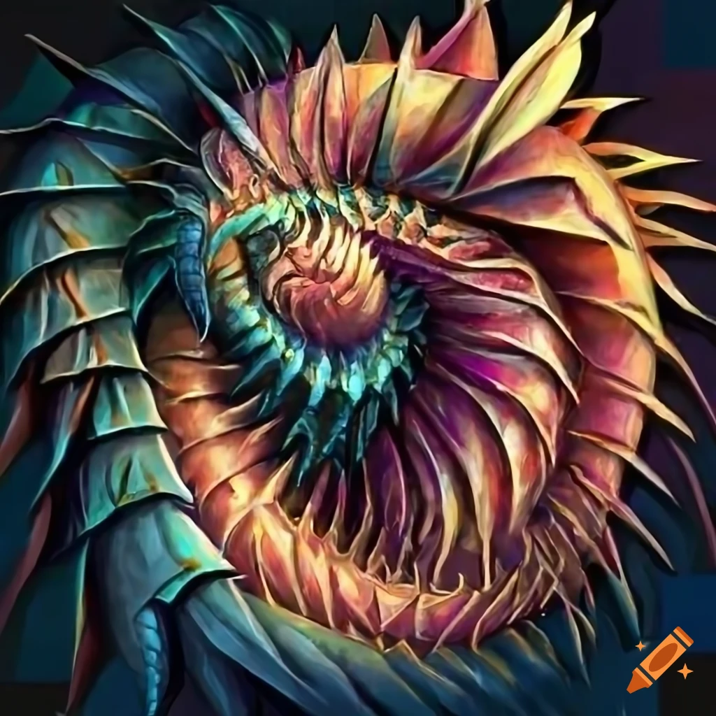 Coiled dragon in cubism style on Craiyon