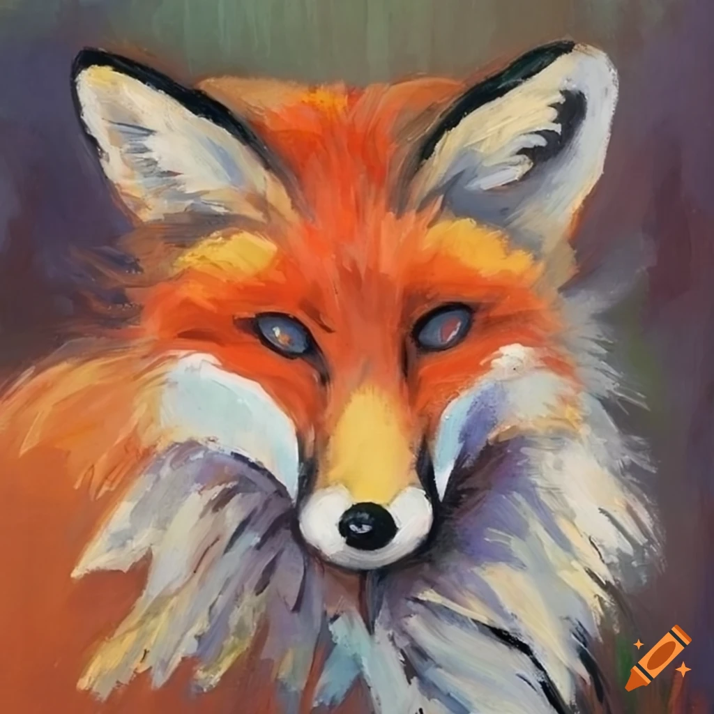 Fox face painting in post-impressionism style on Craiyon