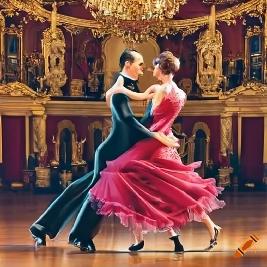 Elegant viennese waltz in a grand ballroom on Craiyon
