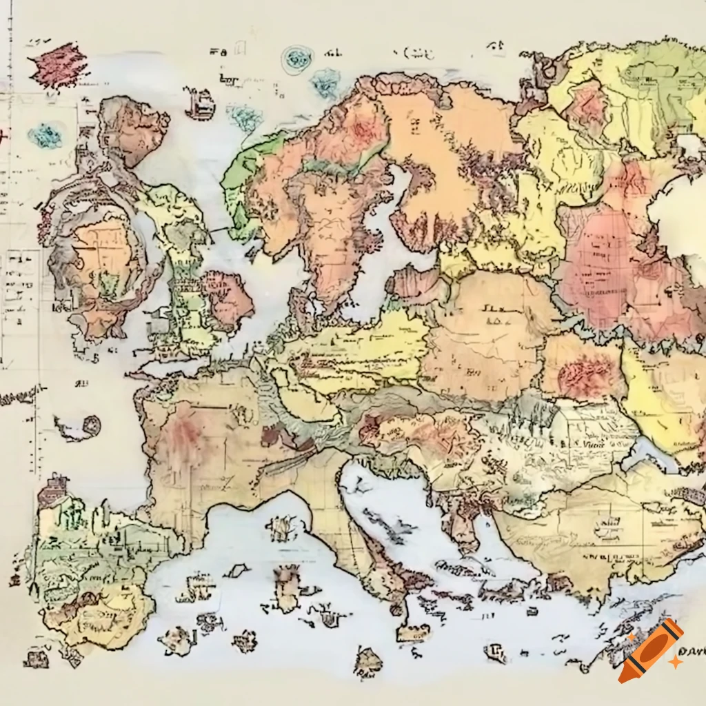 Detailed map of a fictional republic in a post-fantasy world on Craiyon