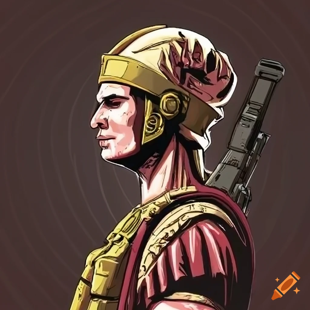 Julius caesar in modern military attire with a helmet in graphic novel ...
