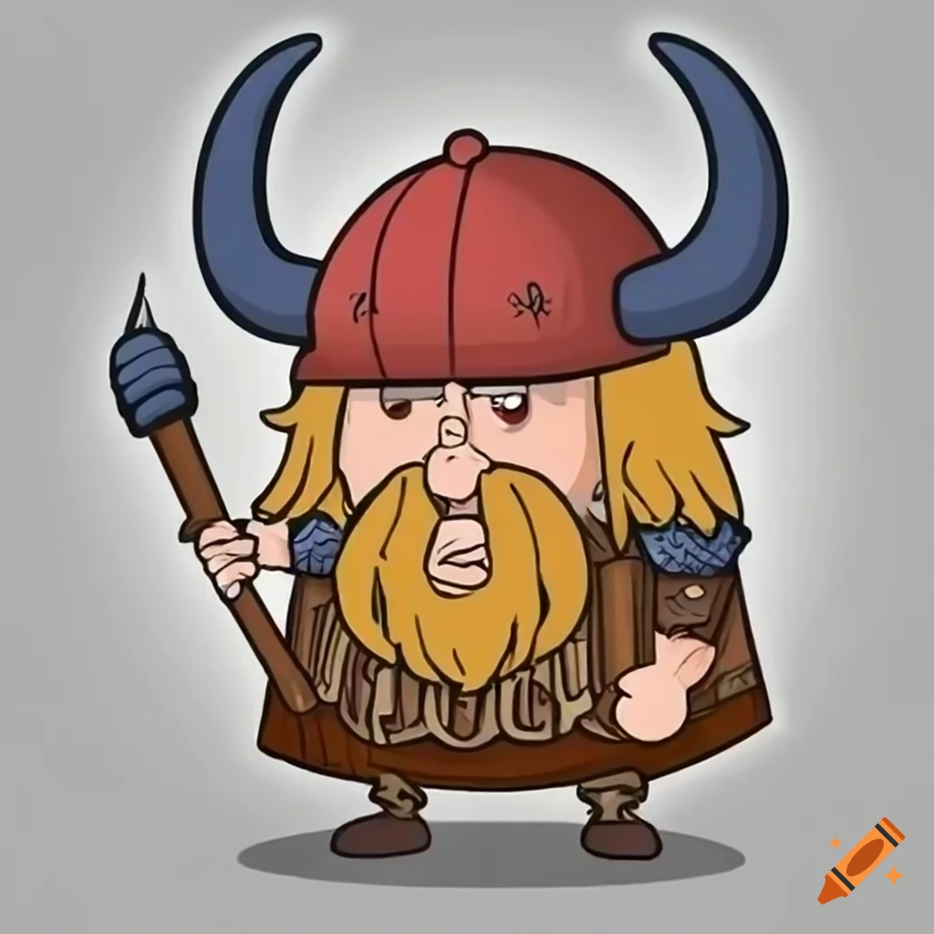 Cartoon viking with a sad expression on Craiyon