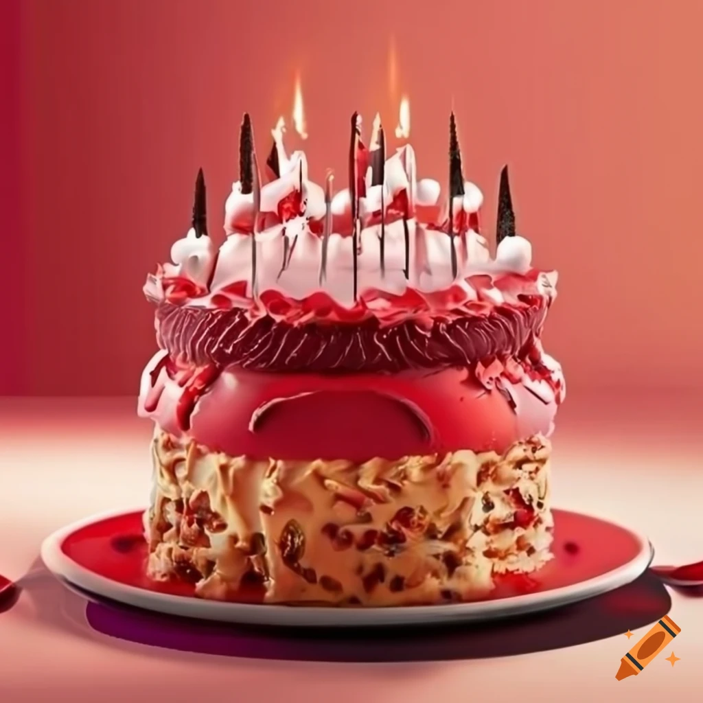 Birthday feast with beautiful cake under sunrays on Craiyon