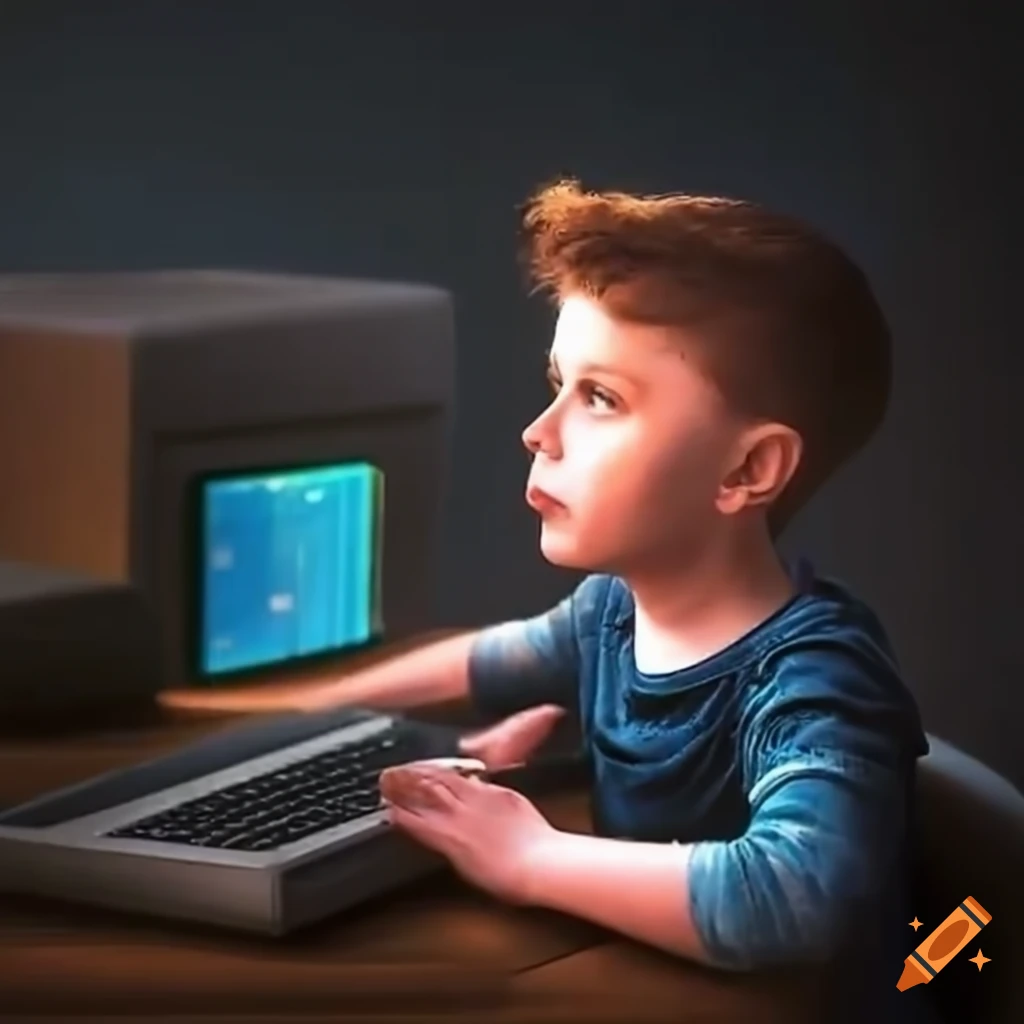 Young elon musk coding on a computer on Craiyon
