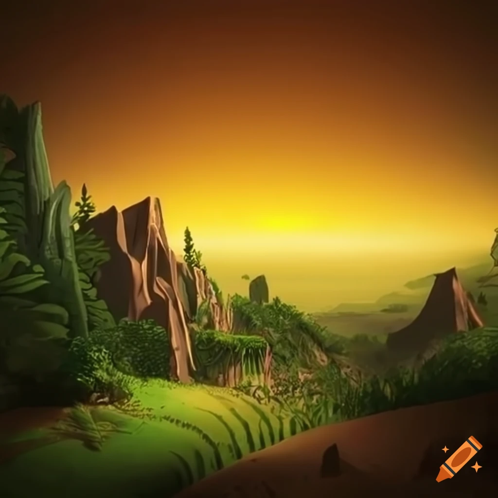 Jungle overlooking a desert landscape on Craiyon