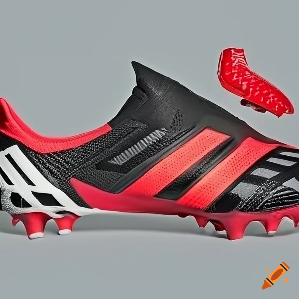 Adidas Predator football shoe with vibrant red and black design on Craiyon