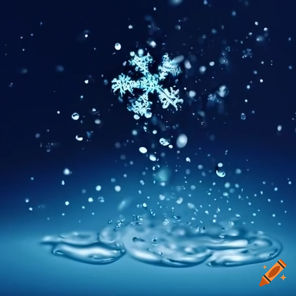Melting snowflakes turning into water on Craiyon