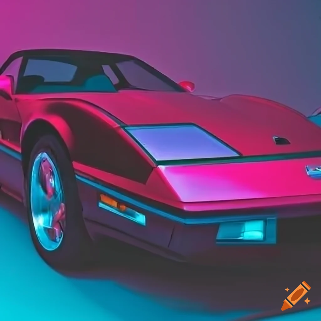 Detailed 1985 flat-black c4 corvette with blue tinted headlights and ...