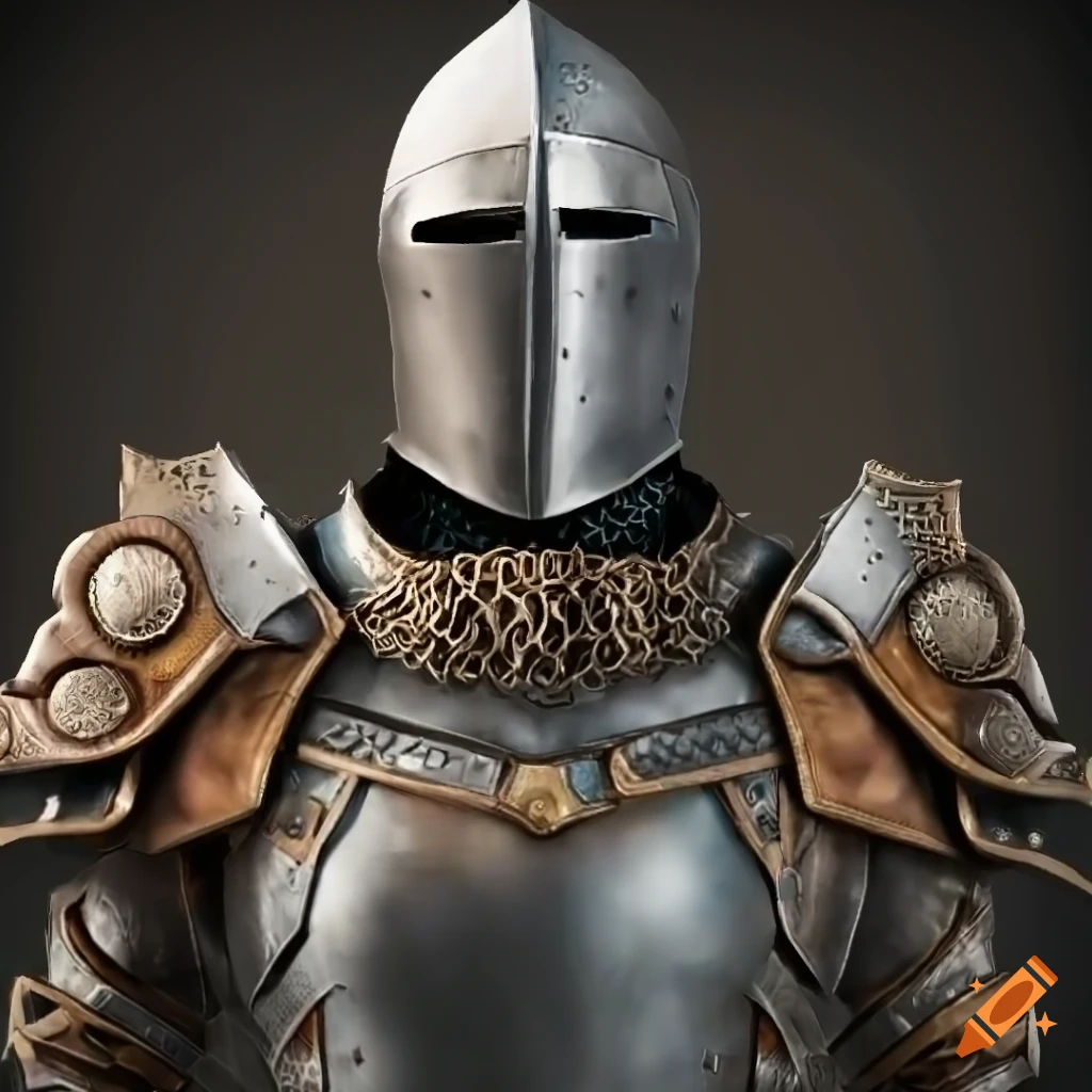 Photorealistic knight in kingdoms of amalur: reckoning style armor with armet helmet on Craiyon