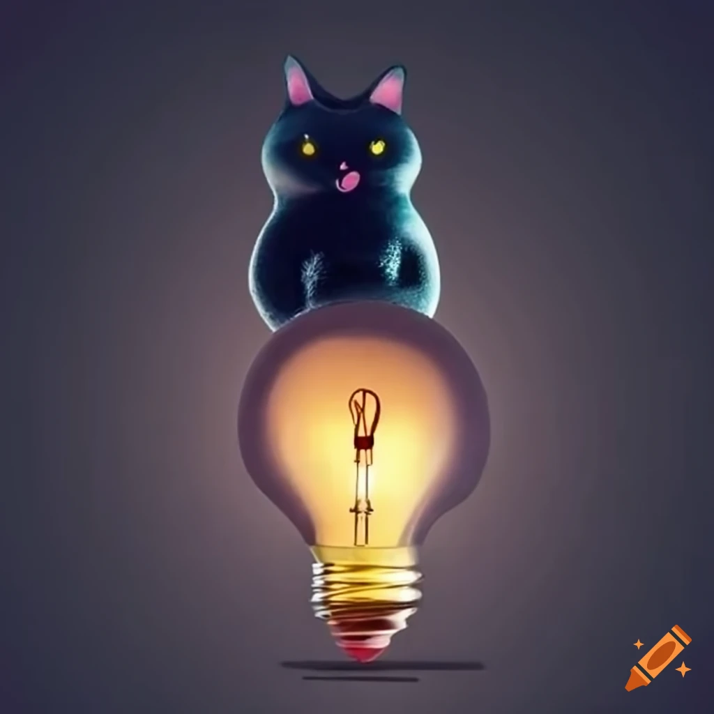 Cat light bulb surrounded by musical notes on Craiyon