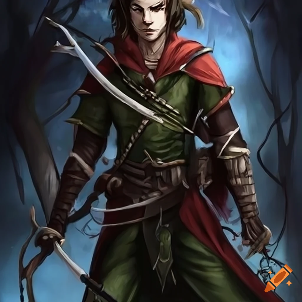 Illustration of a bard, ranger, and fighter characters on Craiyon