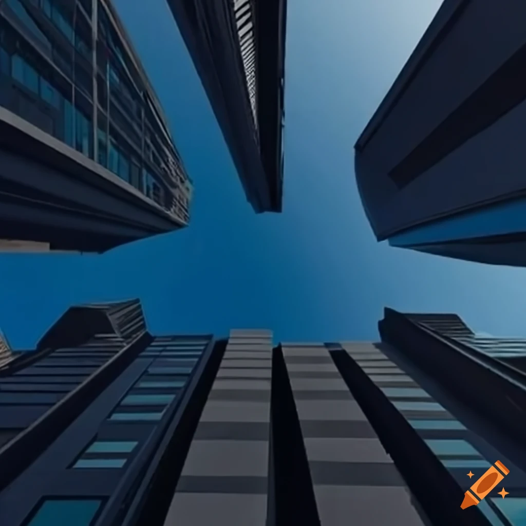 Sky view between buildings in an urban setting on Craiyon