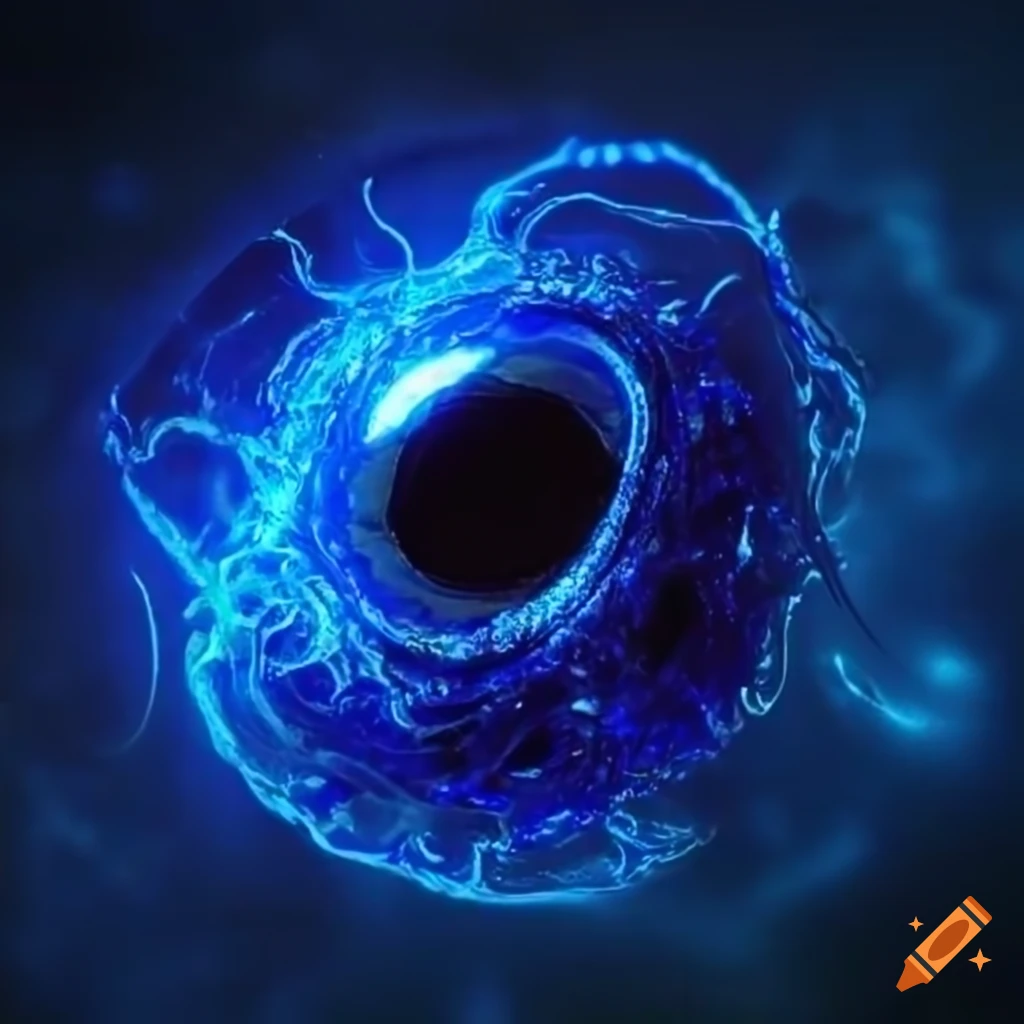 Electric blue orb with intricate details on Craiyon