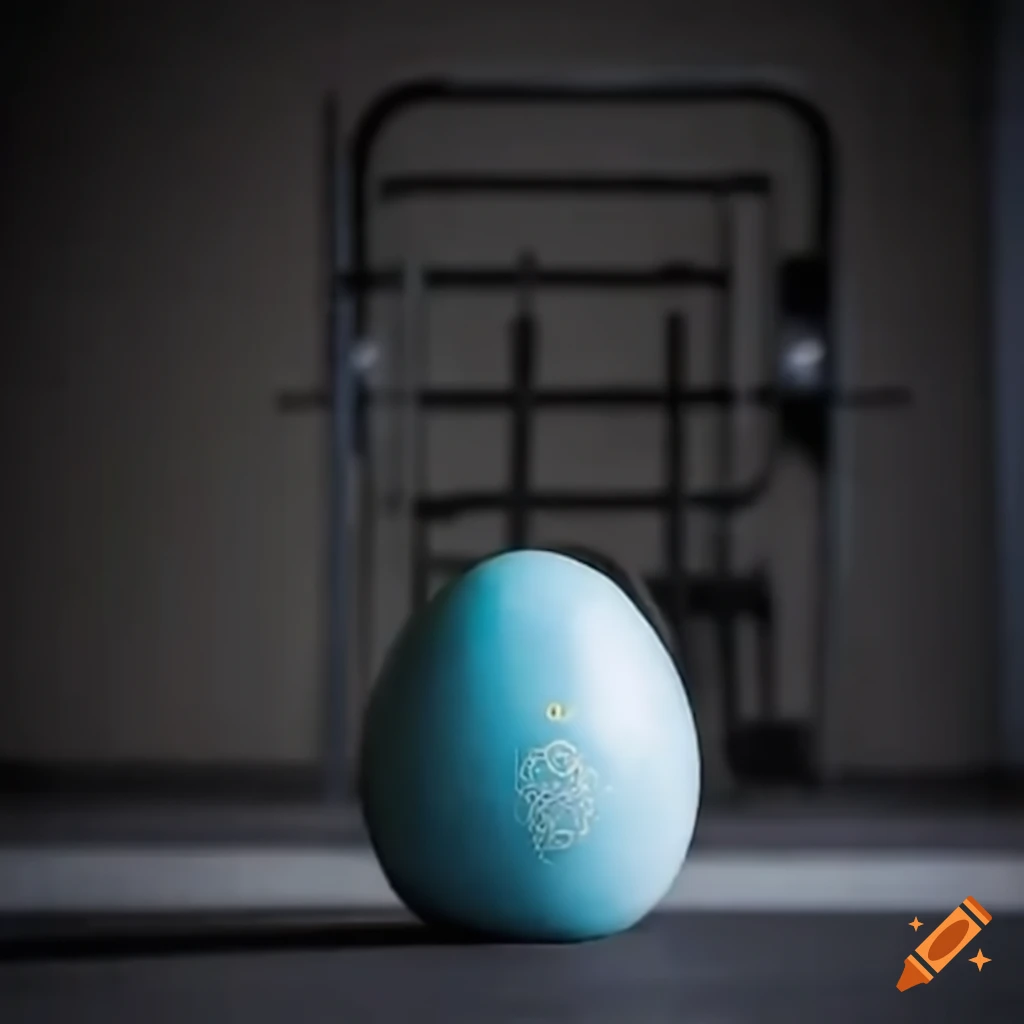 Easter egg-shaped kettlebell in a crossfit gym setting on Craiyon