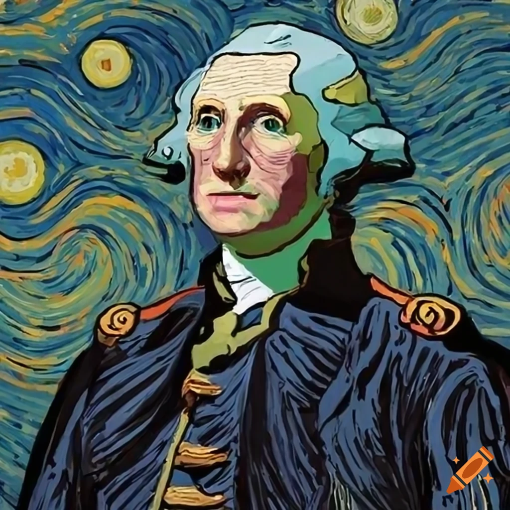 George washington portrayed in the style of van gogh on Craiyon