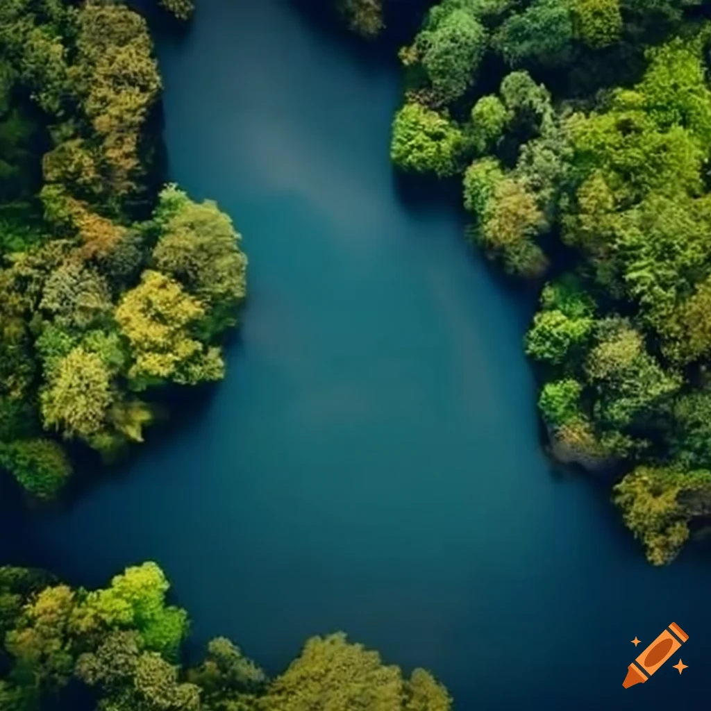 Bird's eye view of a river on Craiyon
