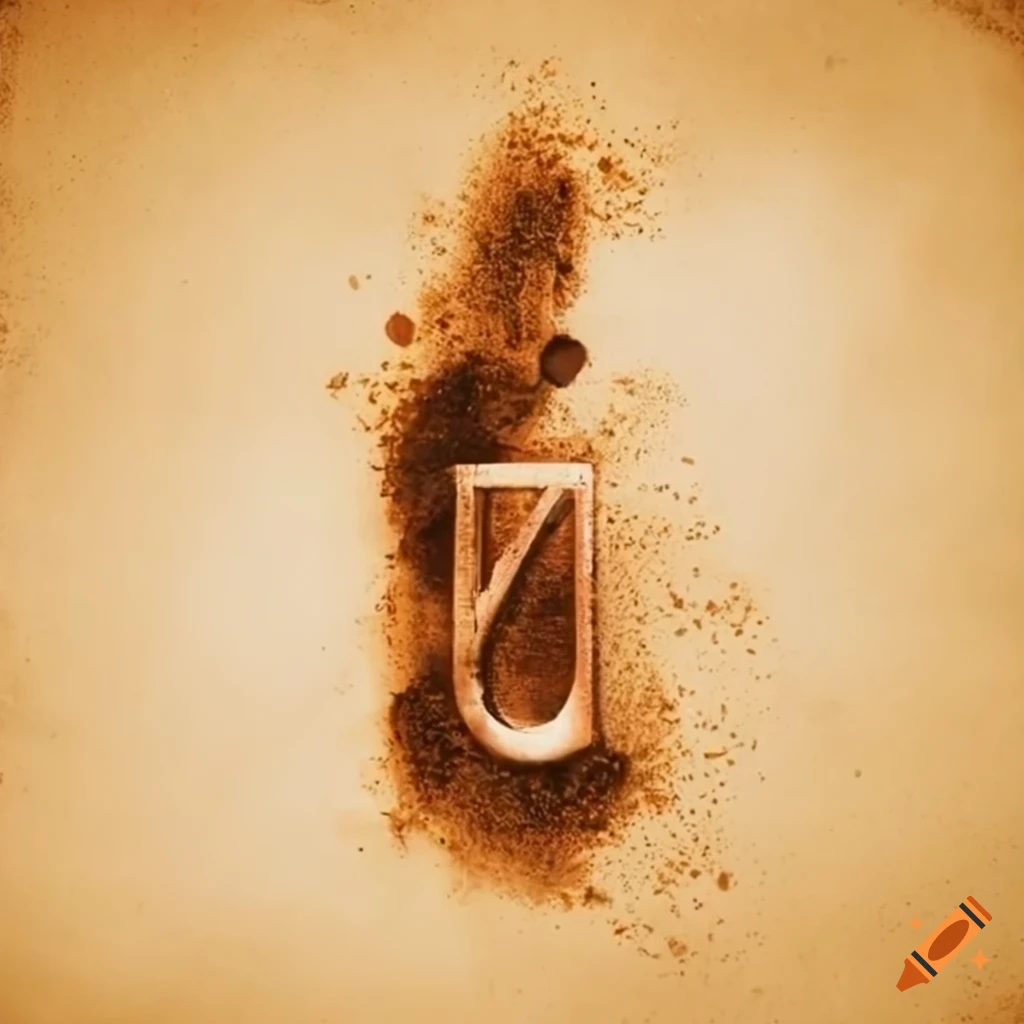 Futuristic typography on ancient paper in powder drawing on Craiyon