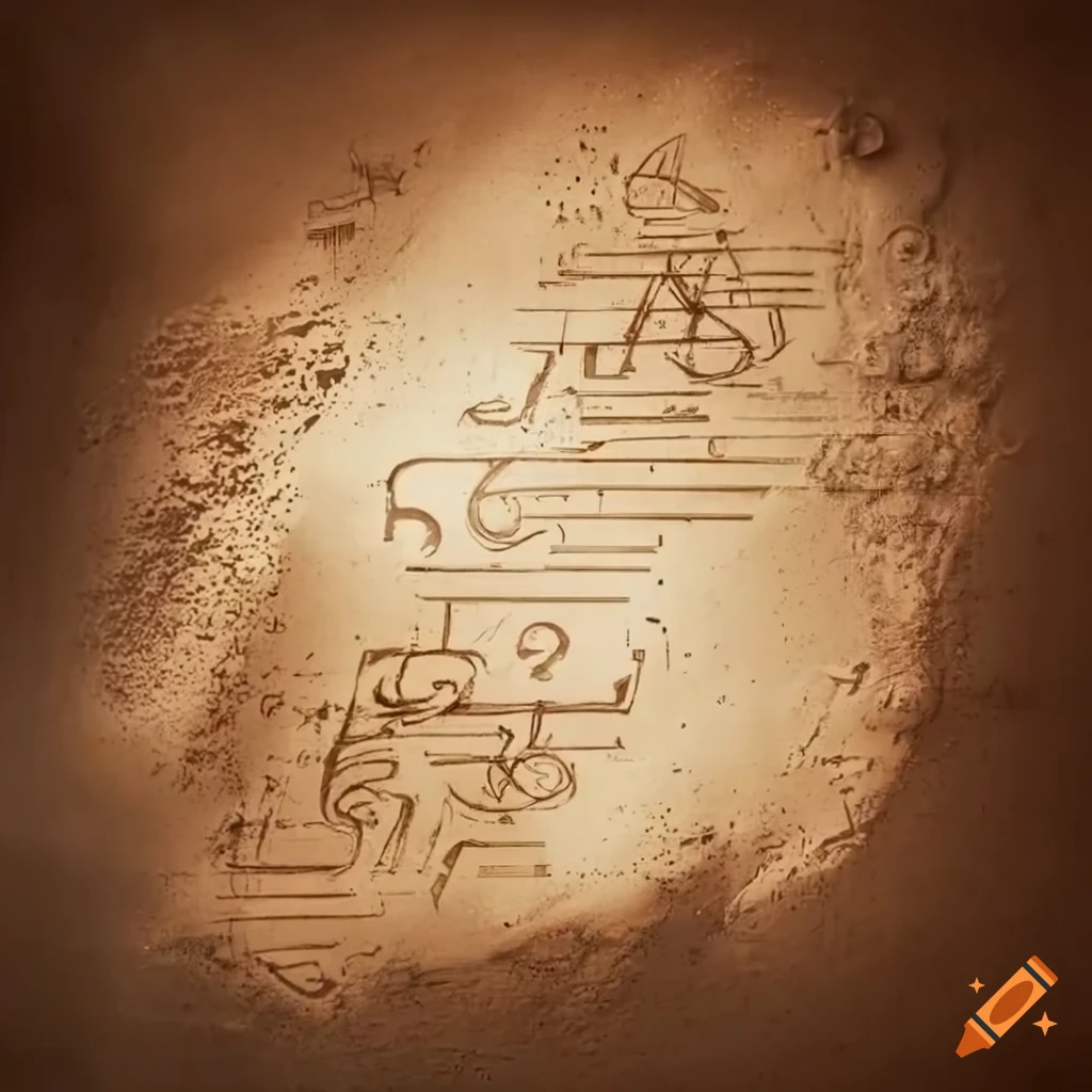 Futuristic typography on ancient paper in powder form on Craiyon