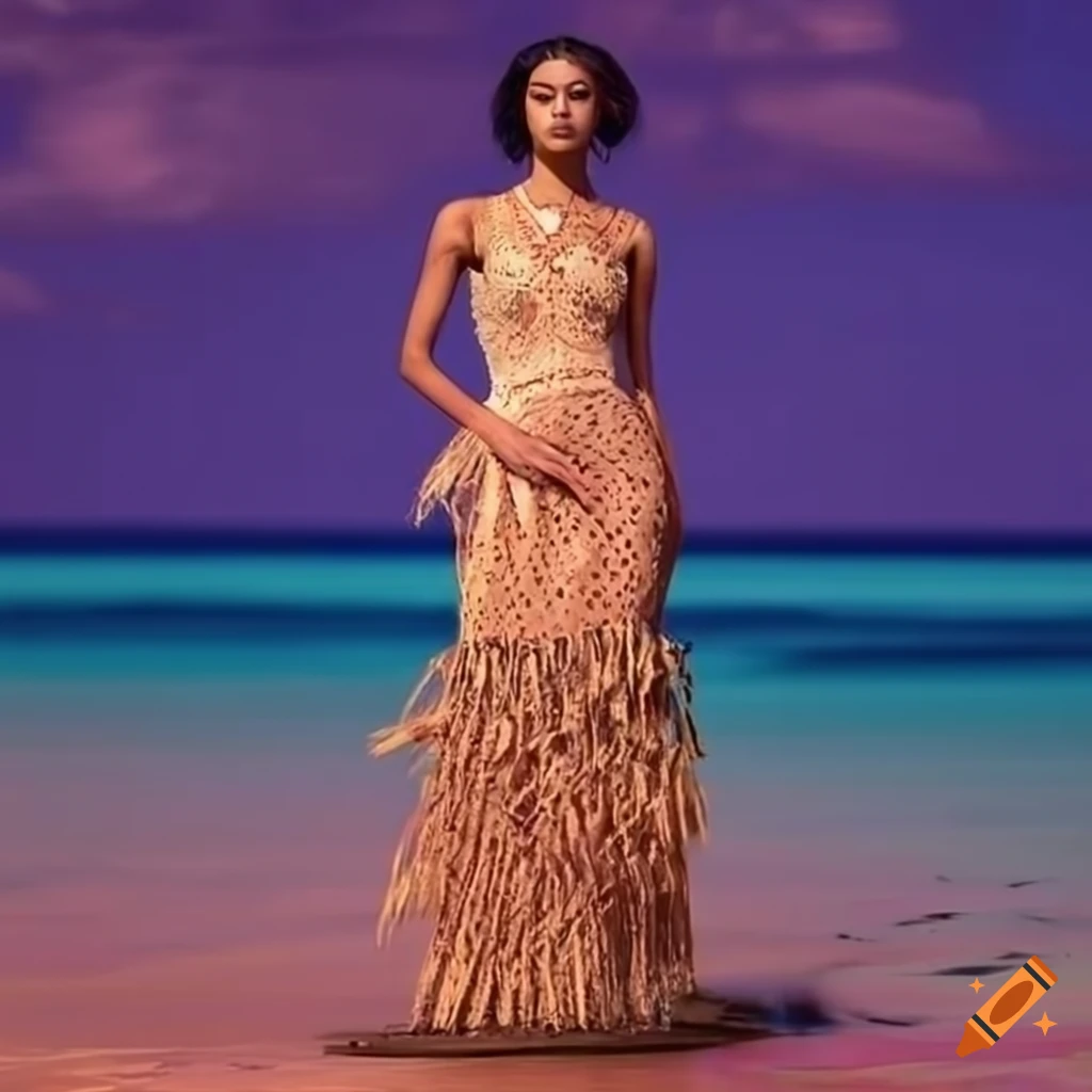 Rapa Nui-inspired luxury fluidity dress in a sober color on Craiyon