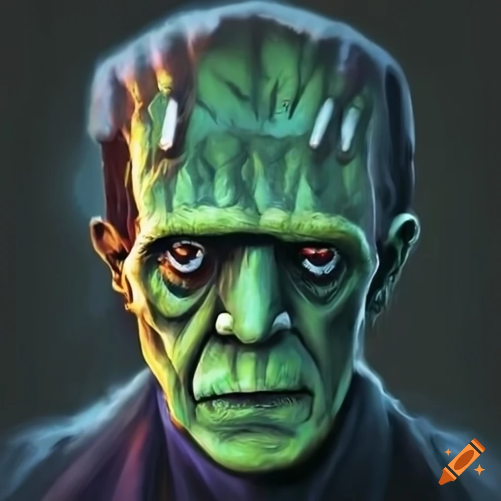 Detailed and hauntingly beautiful portrait of the frankenstein monster ...
