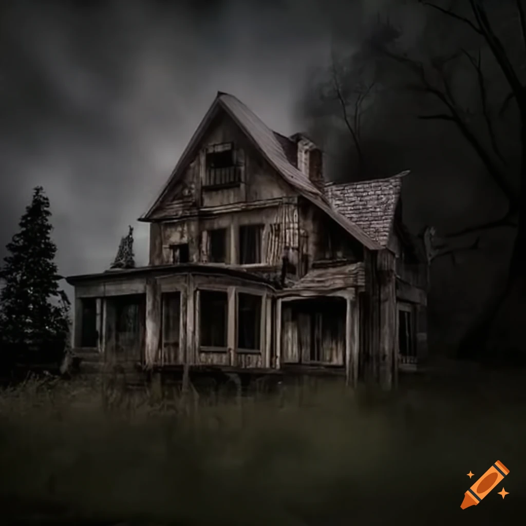 Eerily haunting house with a chilling atmosphere inside on Craiyon