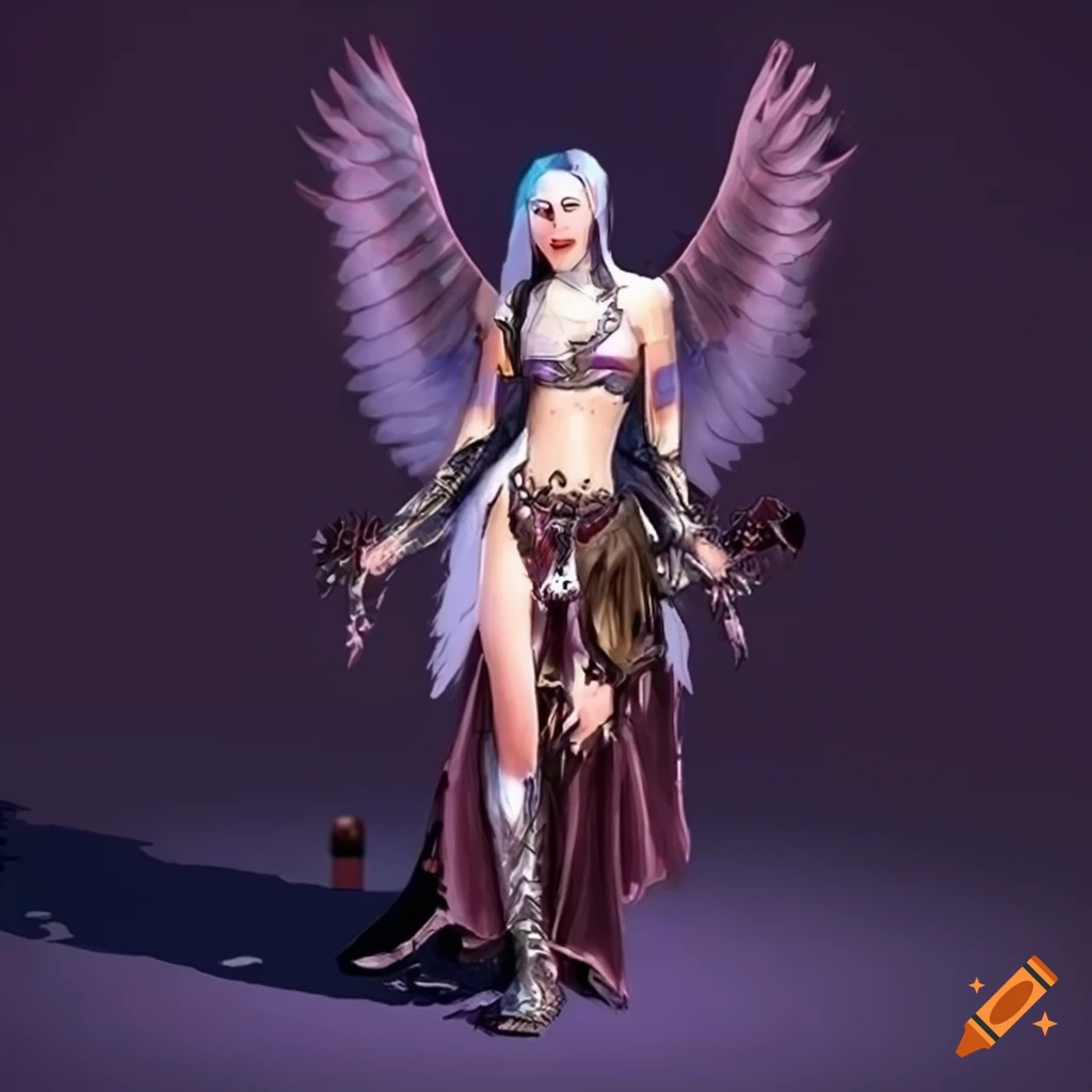 Angel punk female character with celestial grace and rebellious edge on Craiyon