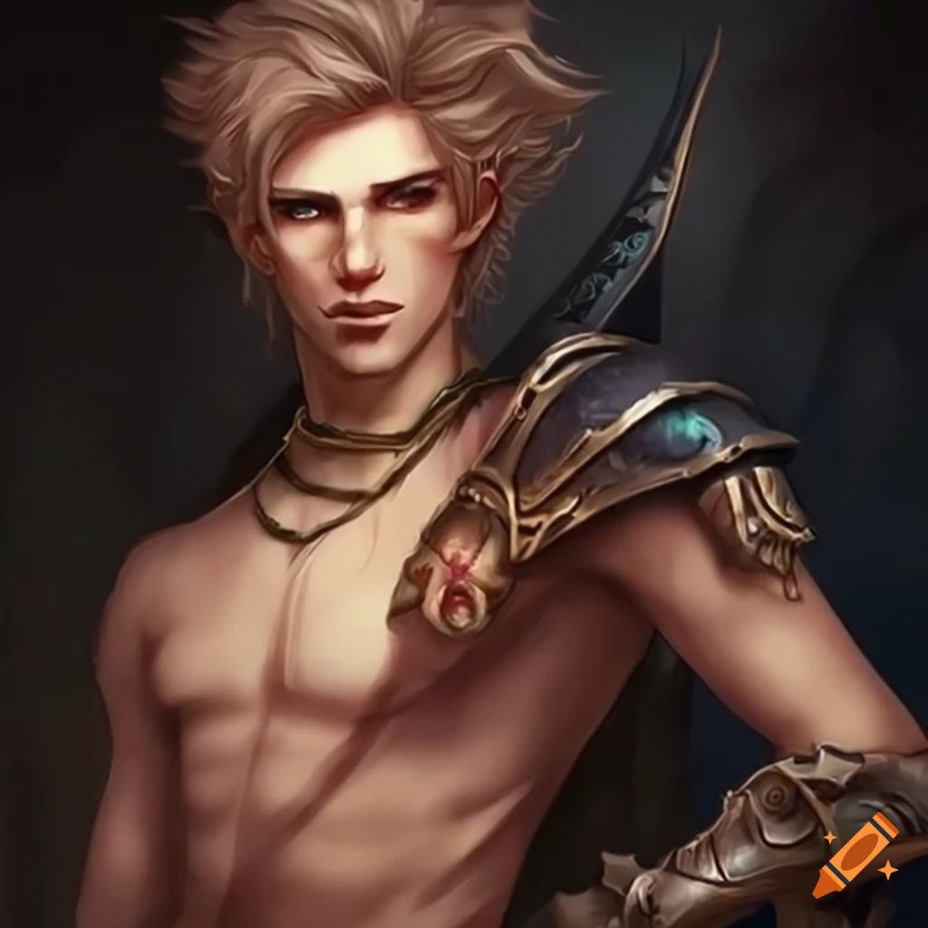 Pretty male fantasy character on Craiyon