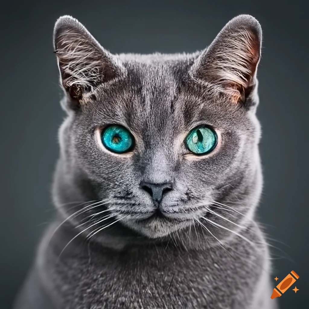 Blue gray cat face on Craiyon