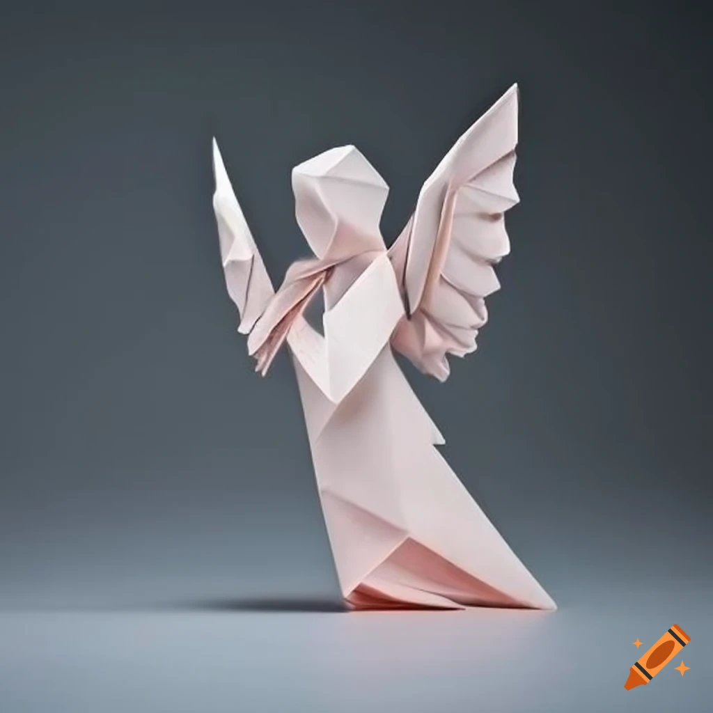 Delicate origami angel sculpture on Craiyon