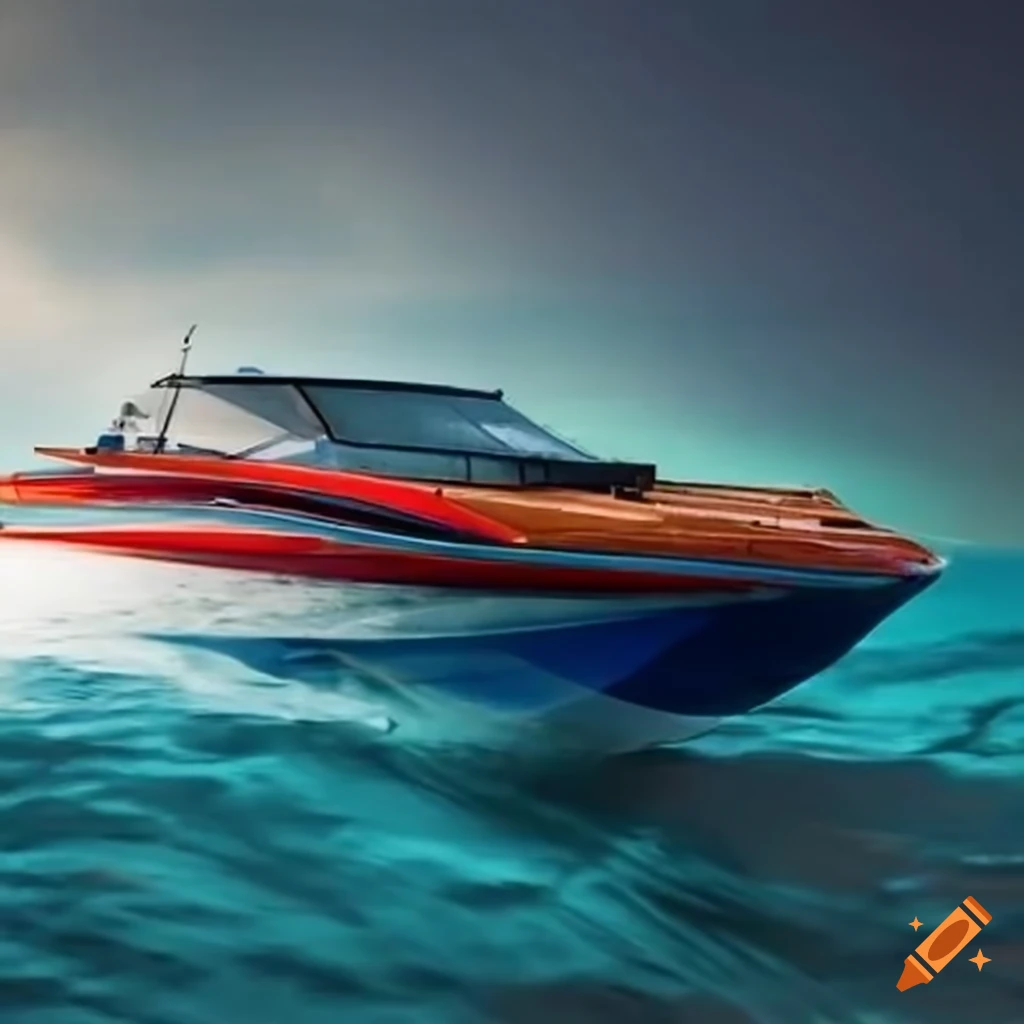 High-speed boat on the water on Craiyon