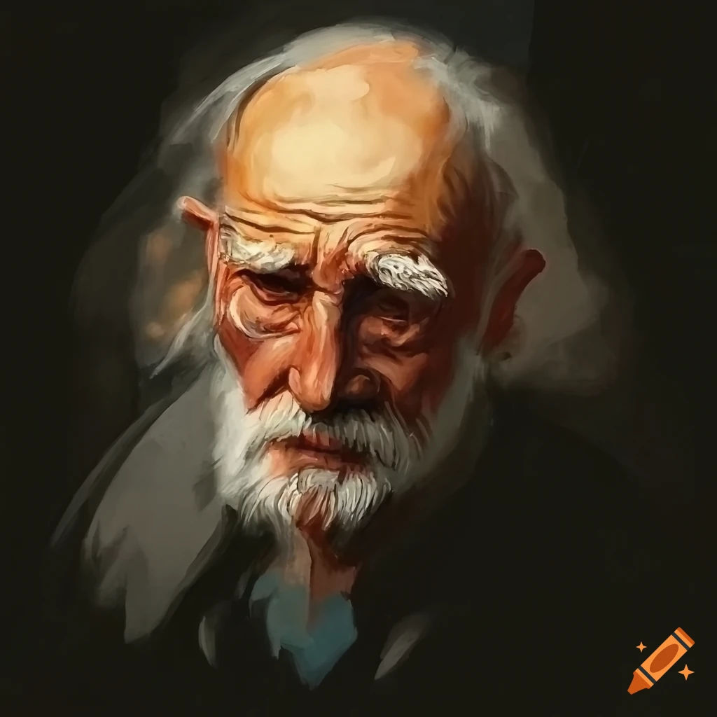 Portrait of an old man painting on Craiyon