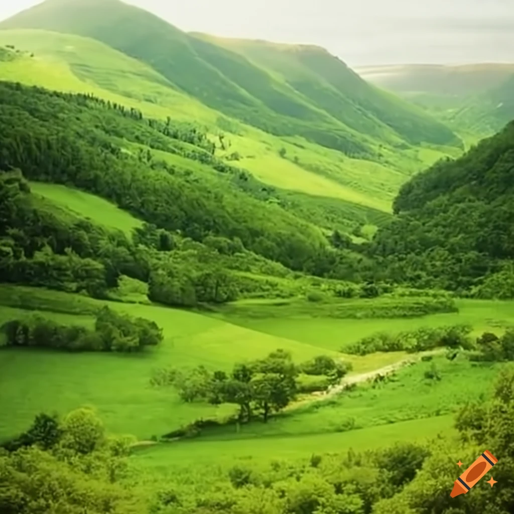 Green valley landscape on Craiyon