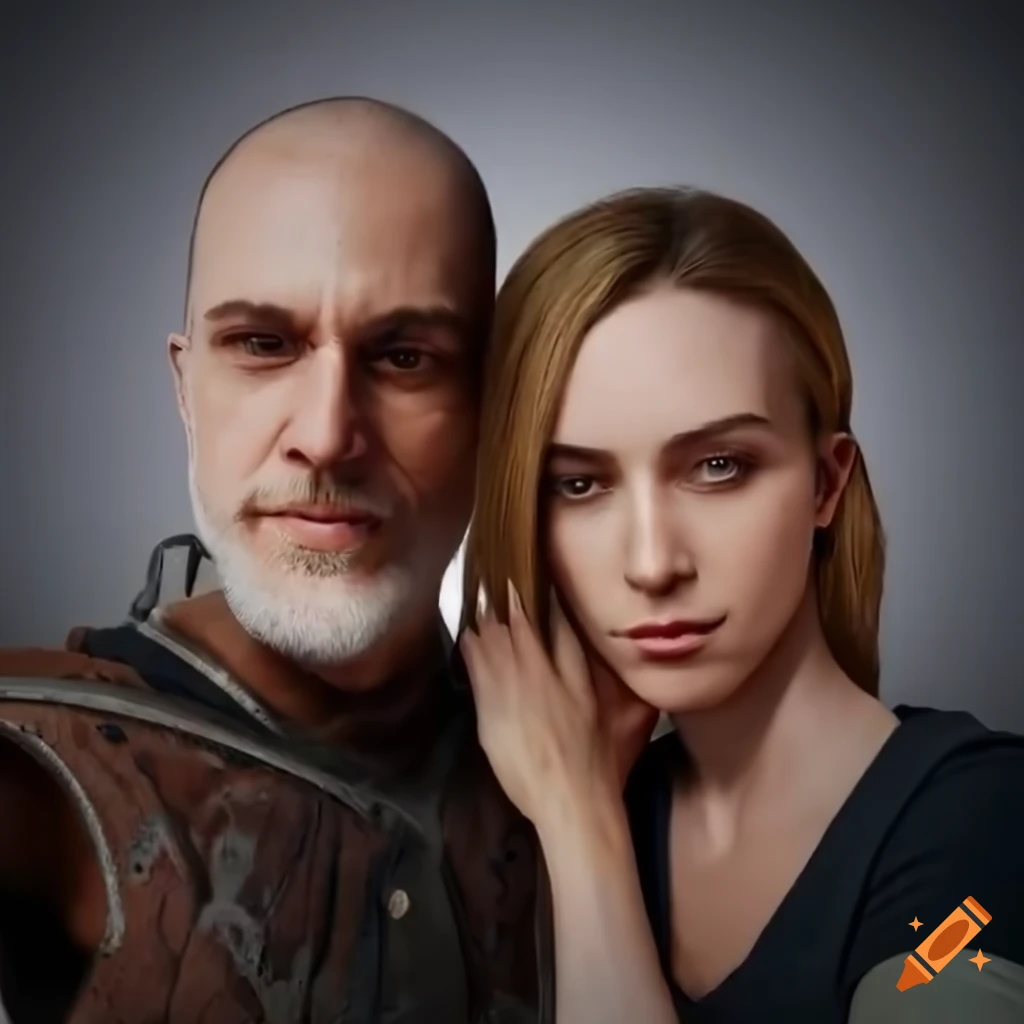 Man and woman selfie in unreal engine 5 with grey background on Craiyon