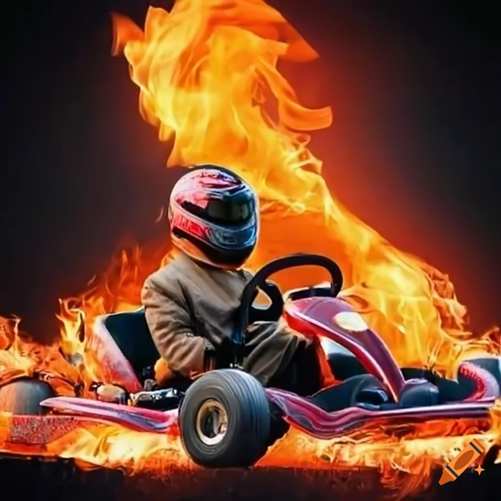 Go kart driver engulfed in flames on Craiyon