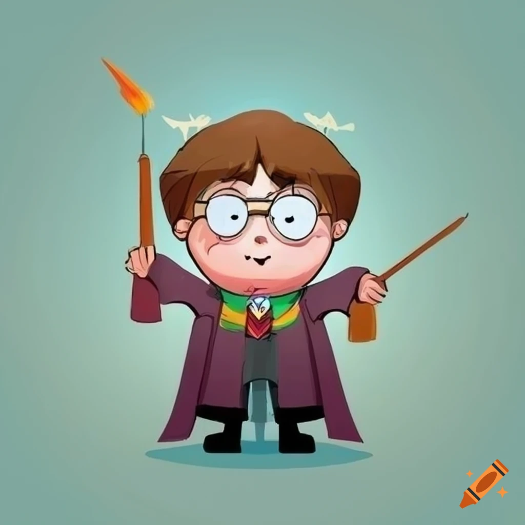 Colorful cartoon illustration of harry potter on Craiyon
