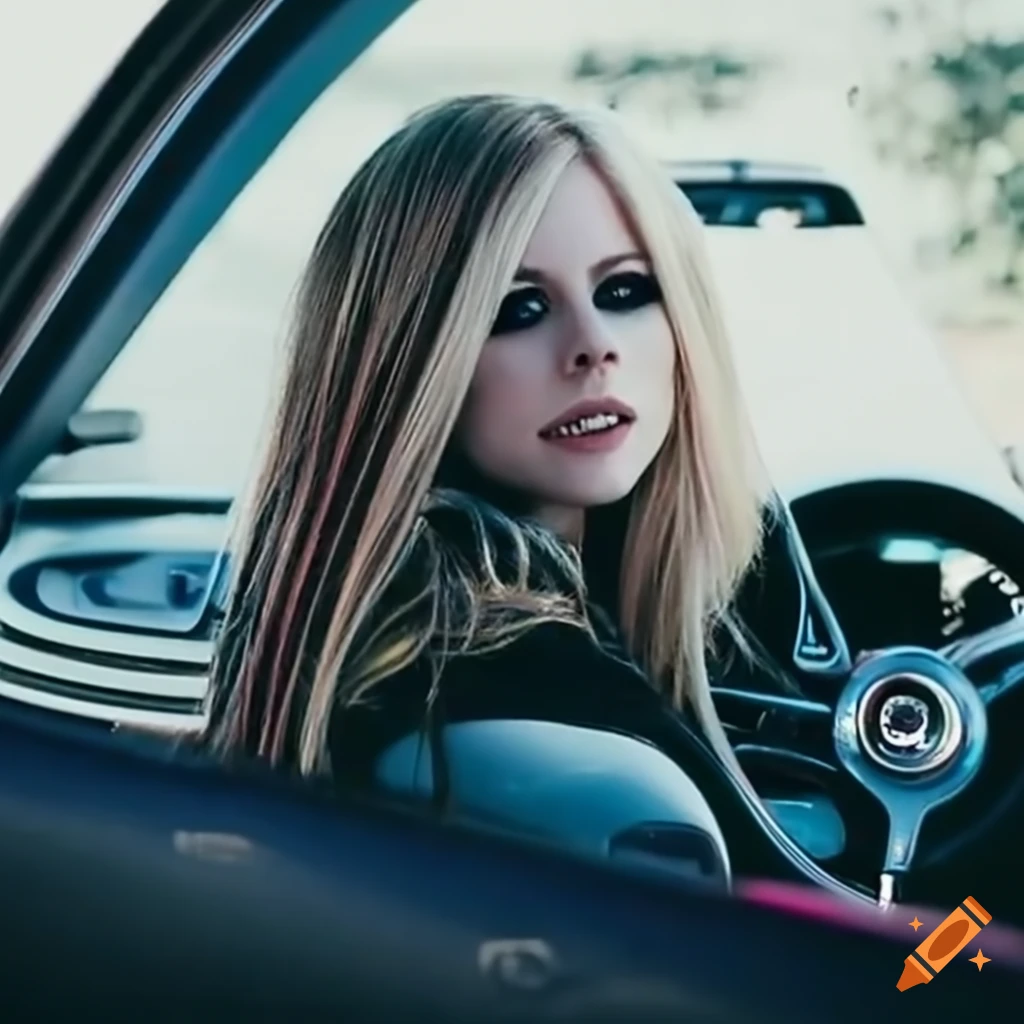 Avril lavigne driving a manual transmission car on Craiyon