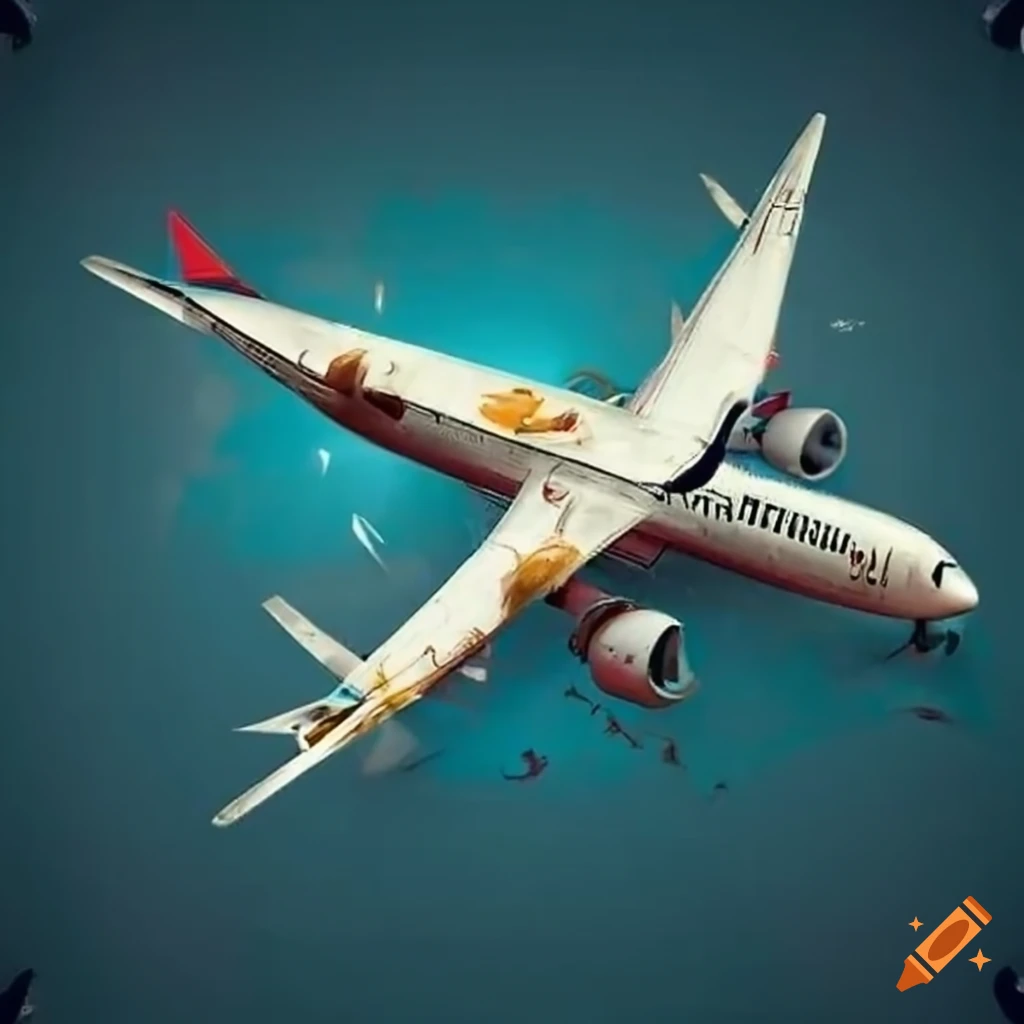 Airplane with trash around it on Craiyon