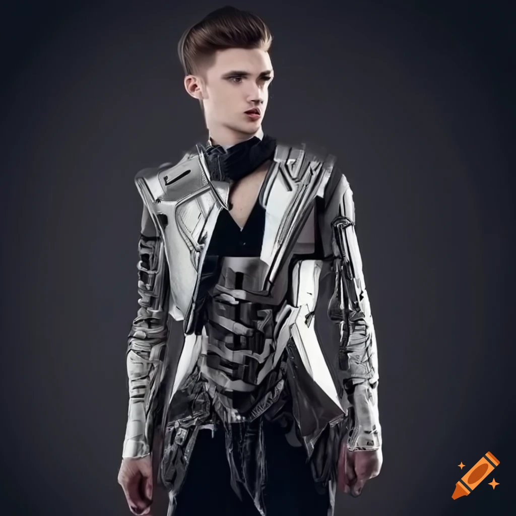 Stylish young man in futuristic outfit on Craiyon
