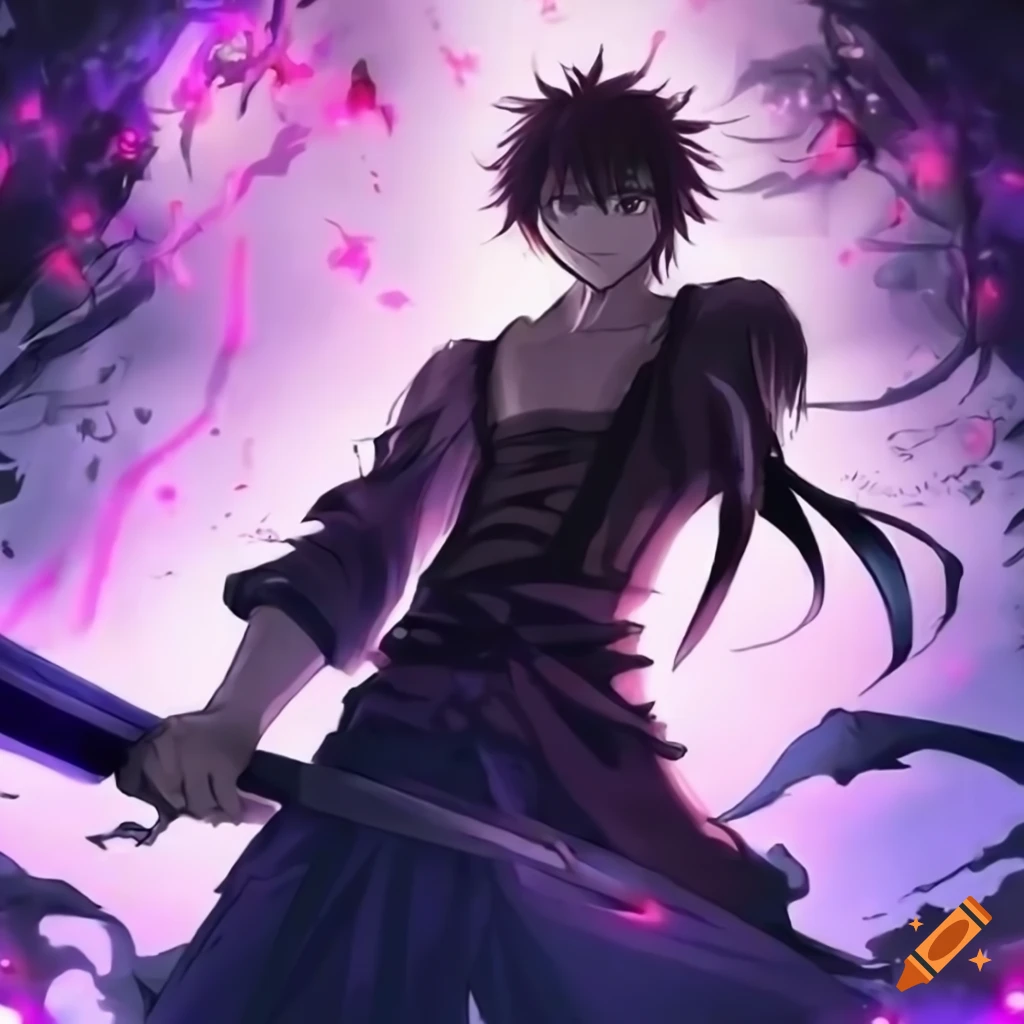 Anime character with a magical sword on Craiyon