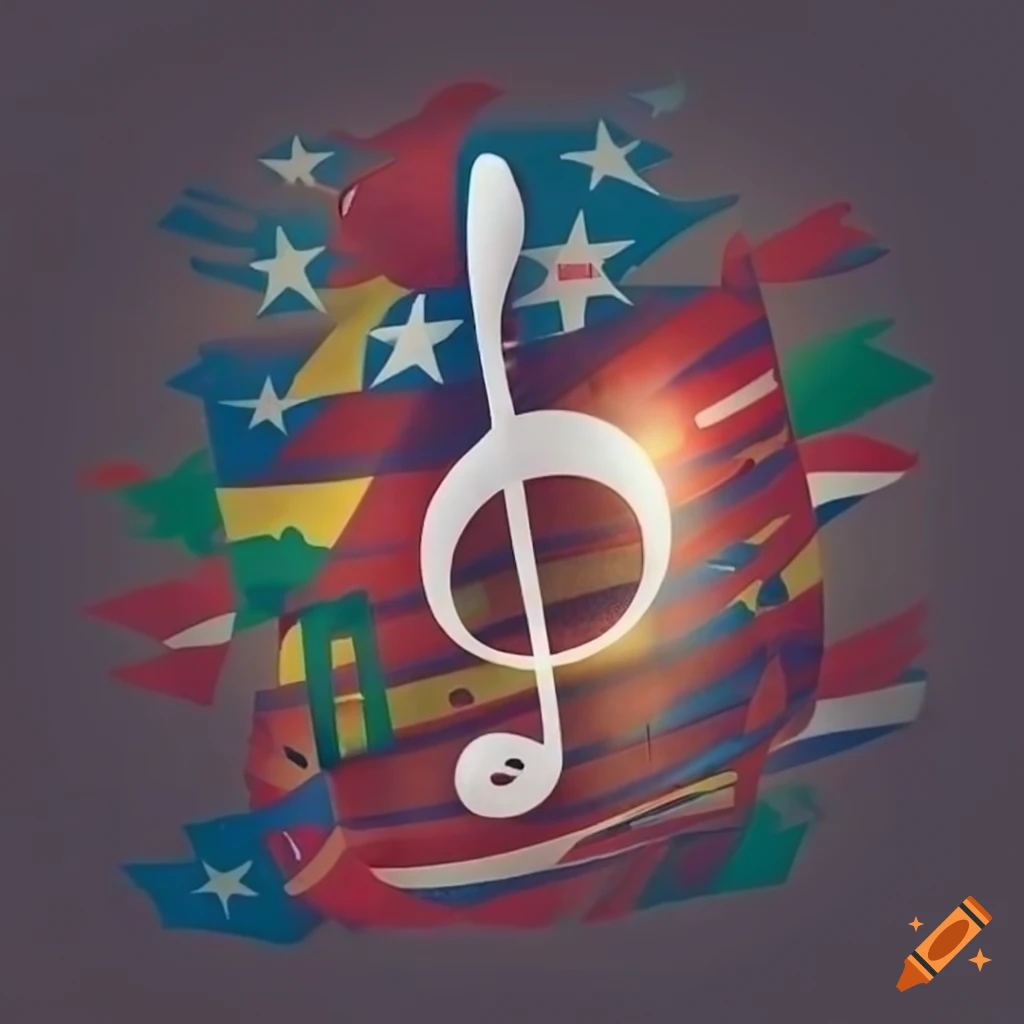 Collection of country flags and music notes on Craiyon