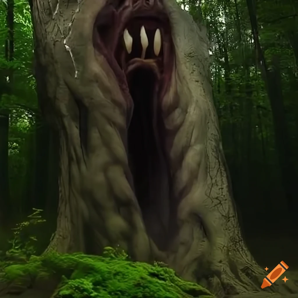 Terrifying tree monster in a dark forest on Craiyon
