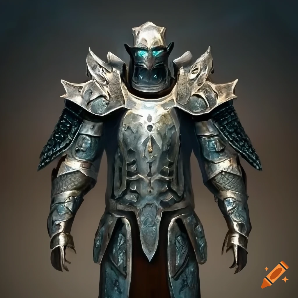 Mythic shiny steel torso armor, front view with symmetry on Craiyon