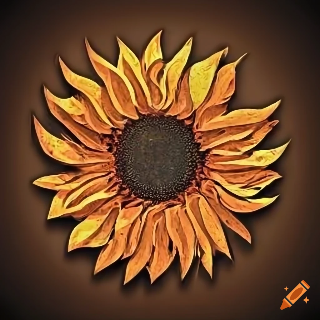 Rusty sunflower logo with eye-catching colors in a tri-color scheme on ...