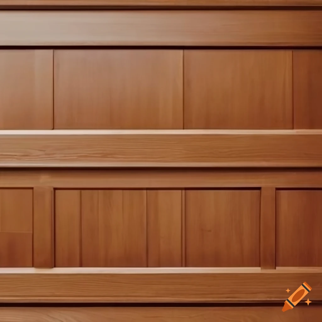 Wall with half-wall wood paneling in front view on Craiyon