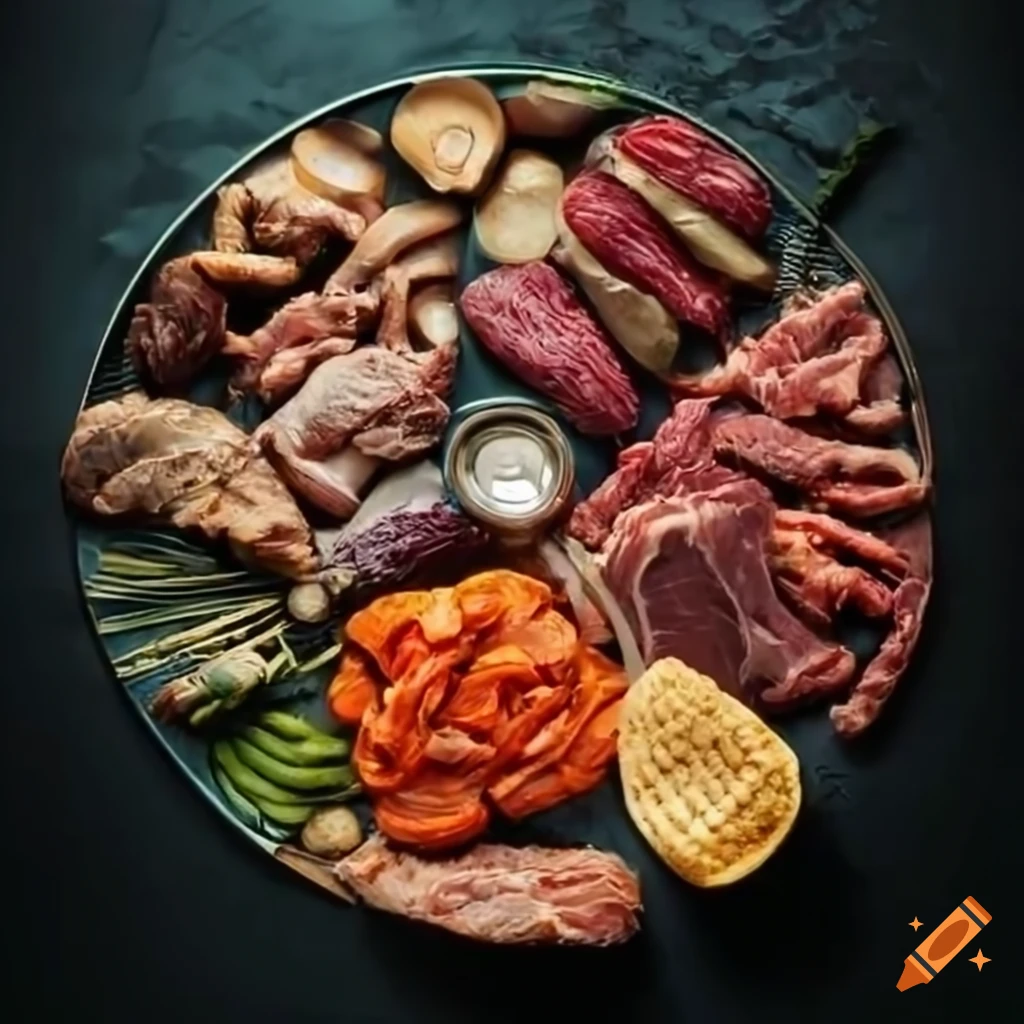 Organized display of dehydrated meat, vegetables, and canned goods for ...