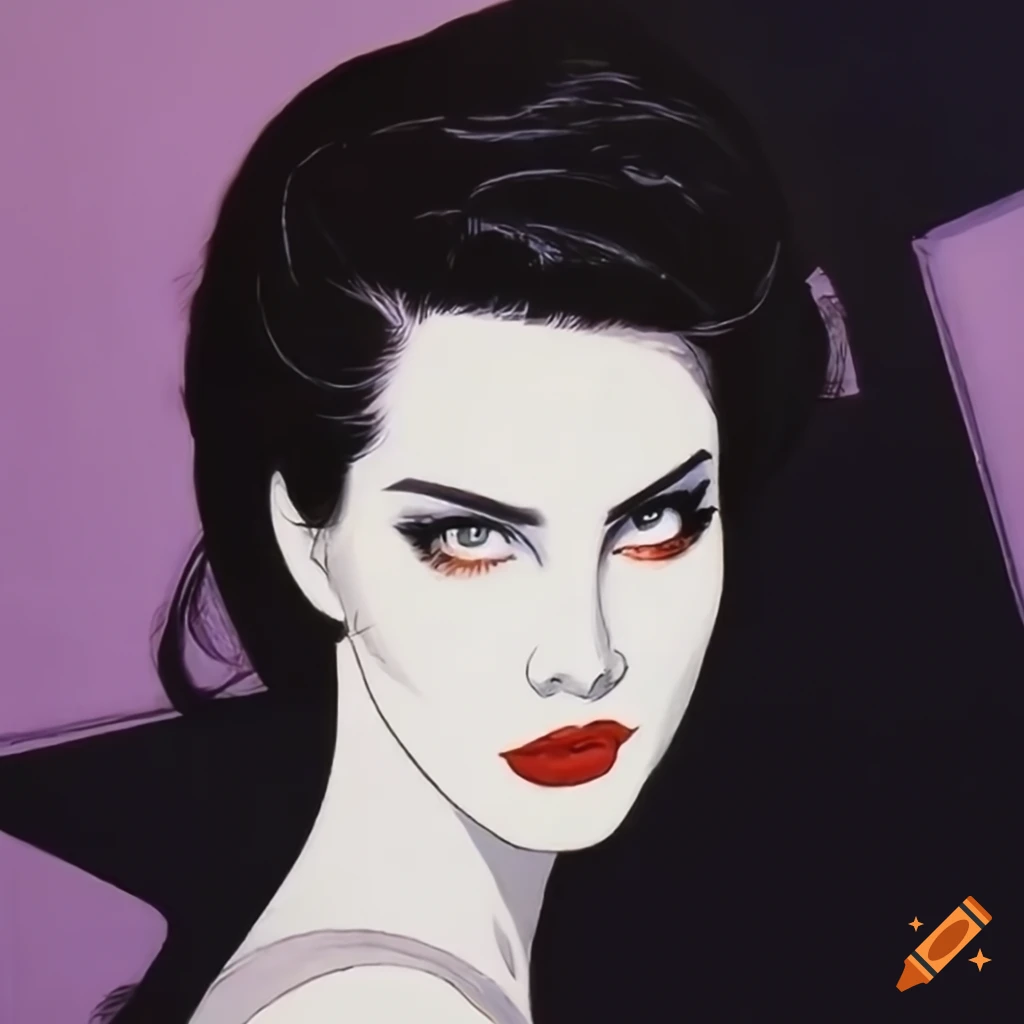 Close-up portrait of lana del rey by patrick nagel in high definition on Craiyon
